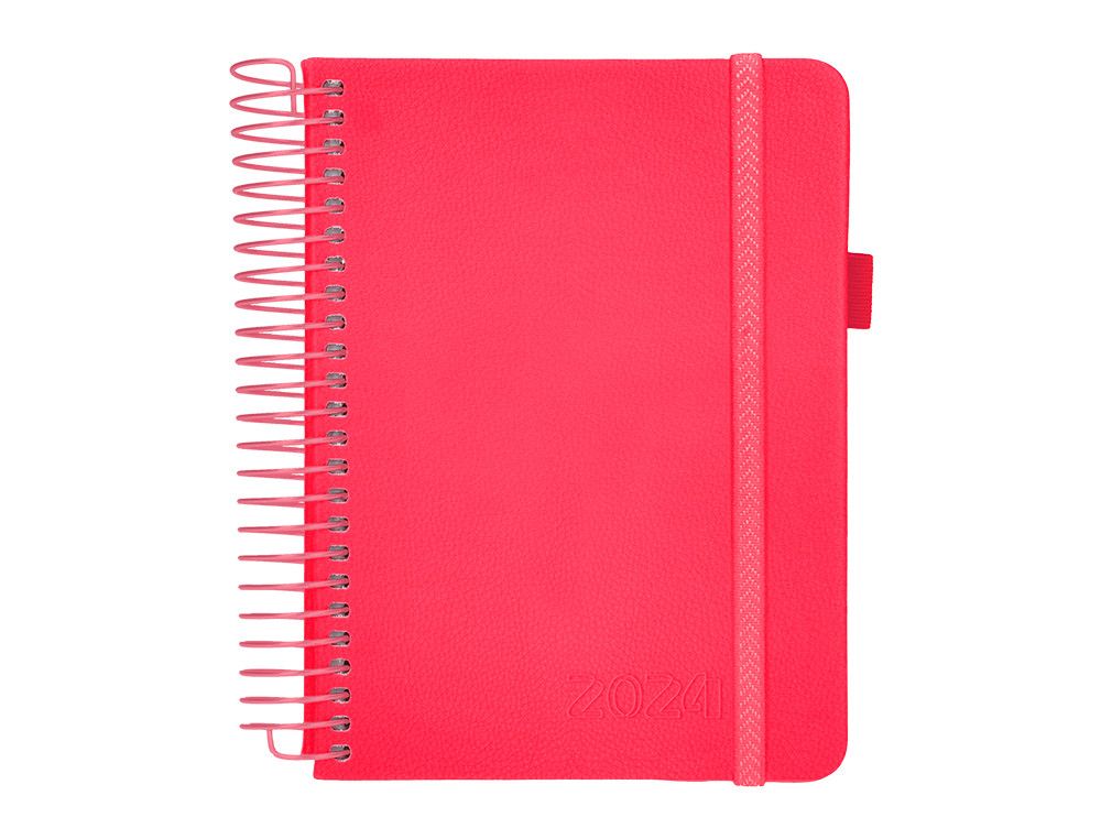 Agenda encuadernada liderpapel neon a5 2024 dia pagina papel 70 gr ...