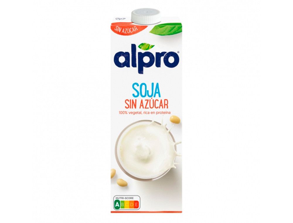 Bebida de soja alpro 100% vegetal sin azucar rica en proteinas con calcio y vitaminas brik de 1 ...