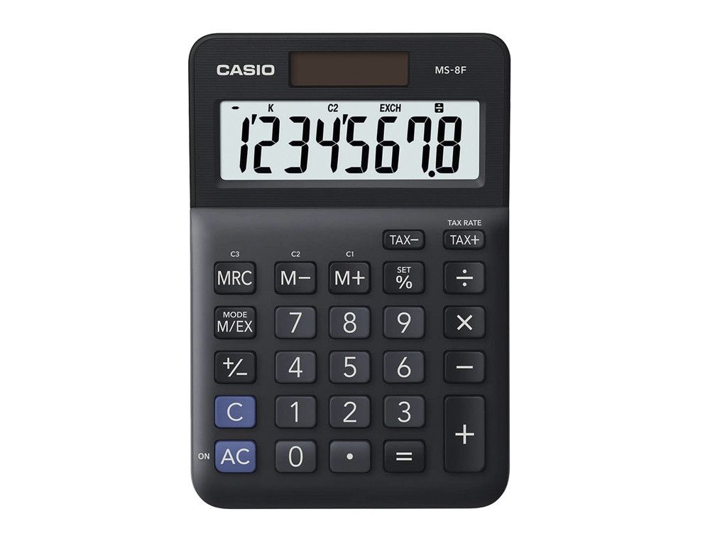 Calculadora casio ms-8f sobremesa 8 digitos tax +/- color negro — Deskidea