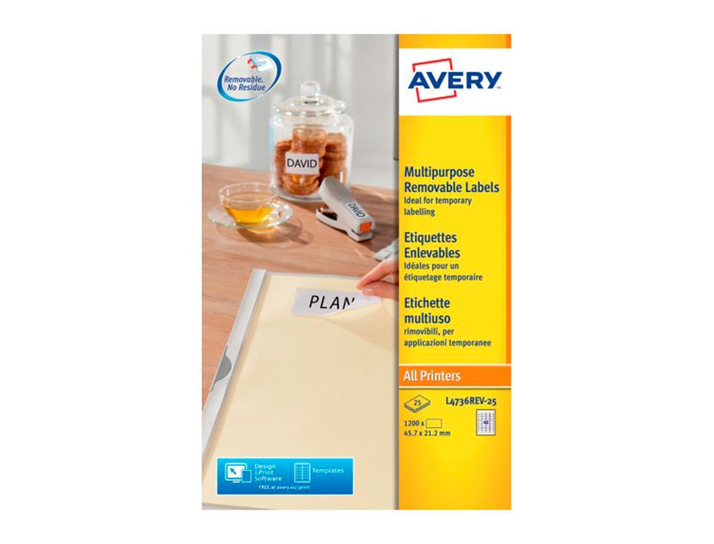 Etiqueta adhesiva avery blanca removible para impresora laser inkjet y ...