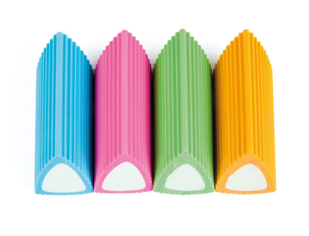 Goma de borrar liderpapel bicolor triangular colores surtidos — Deskidea