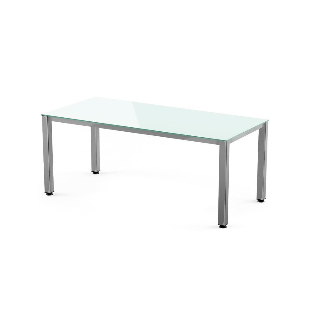 Kit Mesa Executive 180 x 80 Cromado/ Cristal Blanco — Deskidea