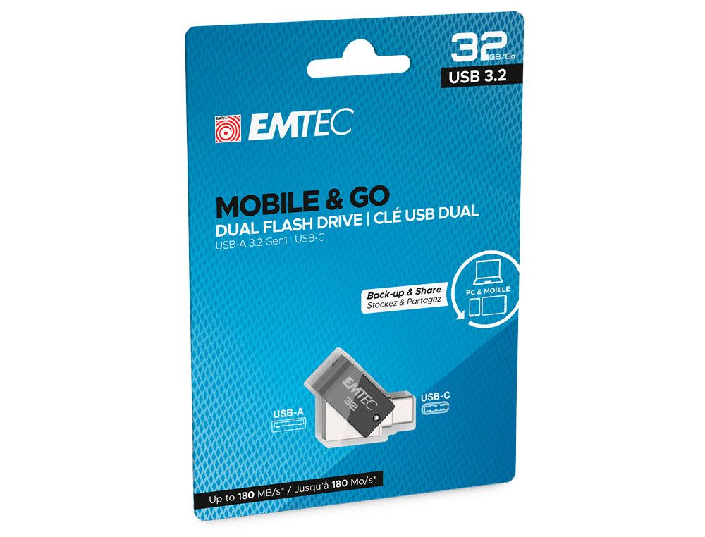 Memoria emtec usb 3.2 dual mobile & go type-c /usb 32 gb — Deskidea