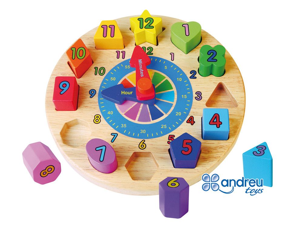 Puzzle andreutoys reloj madera figuras geometricas 22x4 cm — Deskidea