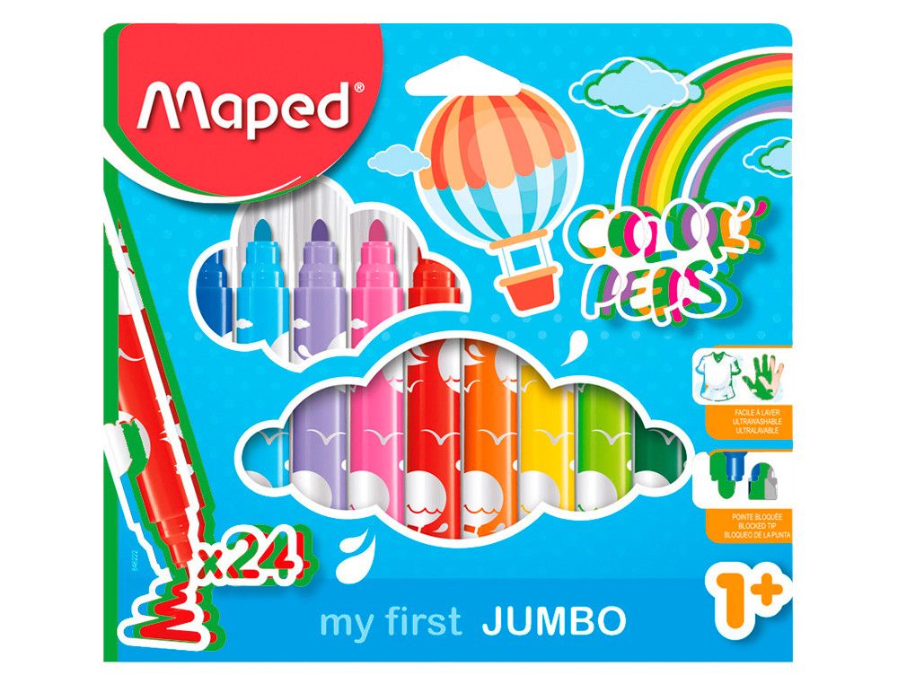 Rotulador maped color peps early age jumbo caja de 24 colores — Deskidea
