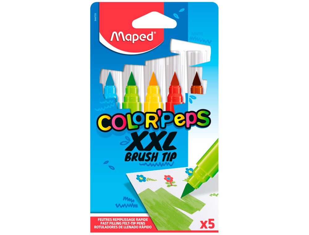 Rotulador maped color peps jumbo punta pincel caja de 5 colores ...