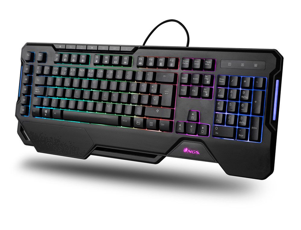 Teclado ngs gaming profesional 104 teclas luces rgb con reposamuñecas ...