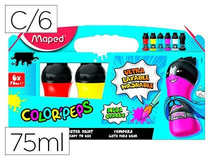 Tempera maped color peps ultra lavable caja de 6 colores surtidos ...