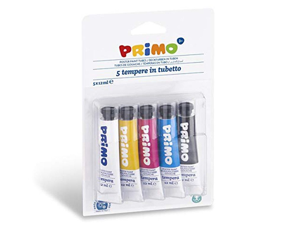 Tempera primo en tubo aluminio de 12 ml blister de 5 colores surtidos ...