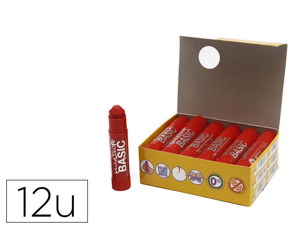 Tempera solida playcolor basic one 10 gr rojo caja de 12 unidades ...